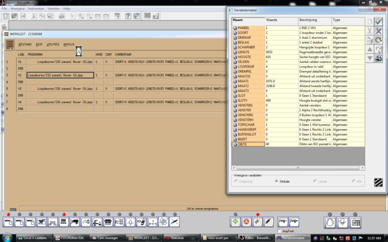 Werklijsten voor Biesse CNC machines - CAD Factory